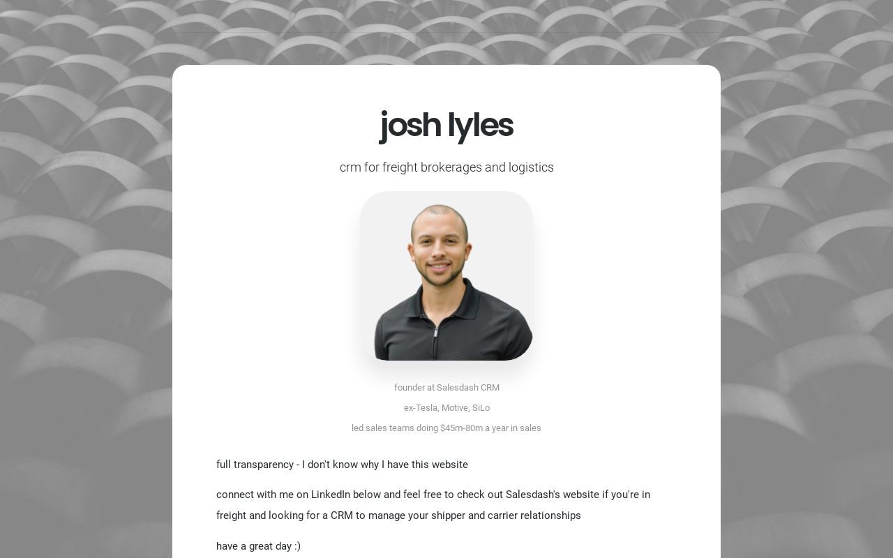 Josh Lyles - founder at Salesdash CRM for Freight Brokerages and 3PLs ...